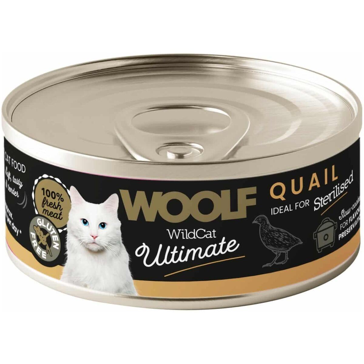 Woolf WildCat Ultimate Vådfoder Quail 85g - dyrelageret.dk