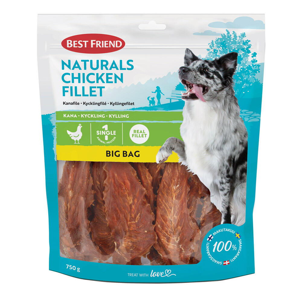Best Friend Naturals Filet kylling Big Bag, 750 g - dyrelageret.dk